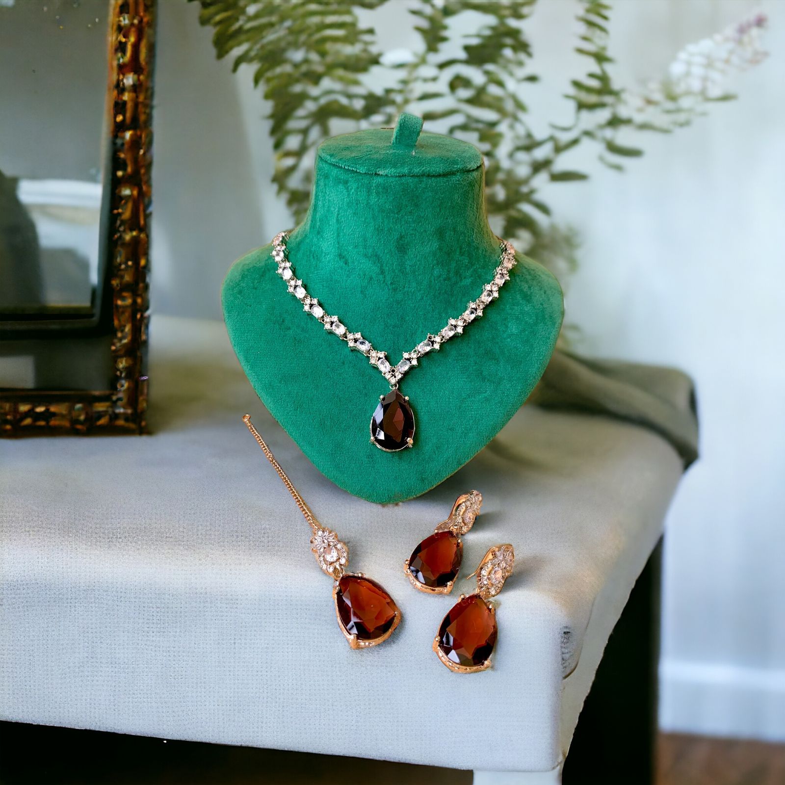 SIMRAN AD Crystal Zarkon Deluxe Sets With Doublet Stone – Girls Closet PK